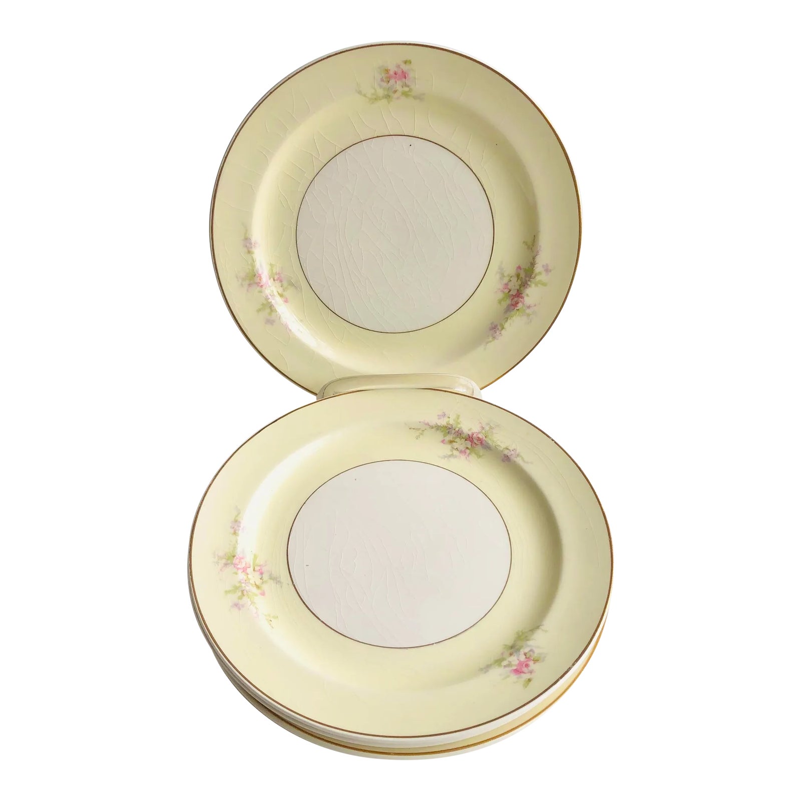 Vintage Cronin China Company Floral Design Plates- Set of 4 | Chairish