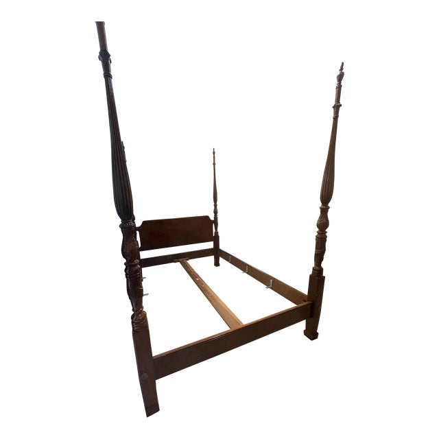 1980s Henredon Georgian Carved Mahogany Queen Size Four Poster Bed ...