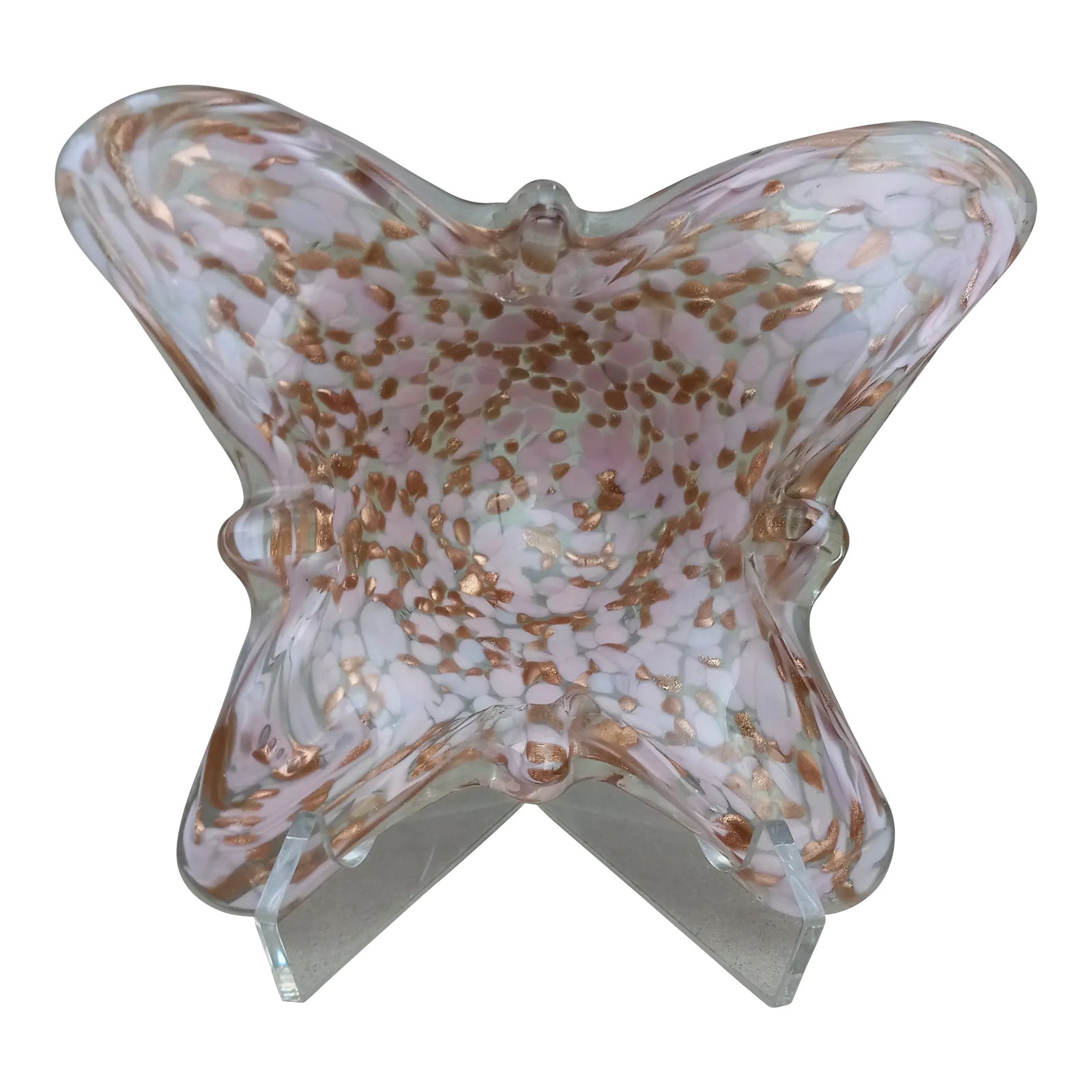 1960s Italian Machete-Spots Art Glass Butterfly Catchall Vessel | Chairish