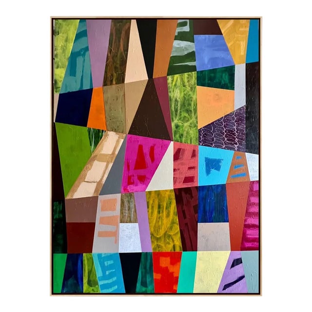 Original Geometric Vivid Framed Abstract Painting by Pamela Harmon ...