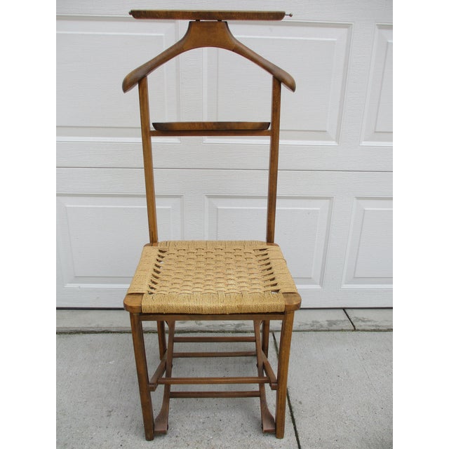 Mid-Century Modern Italian Wood and Caned Seat Valet or Butler Chair ...