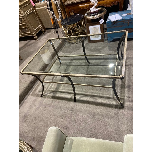 Marge Carson Gold Metal Frame Coffee Table | Chairish