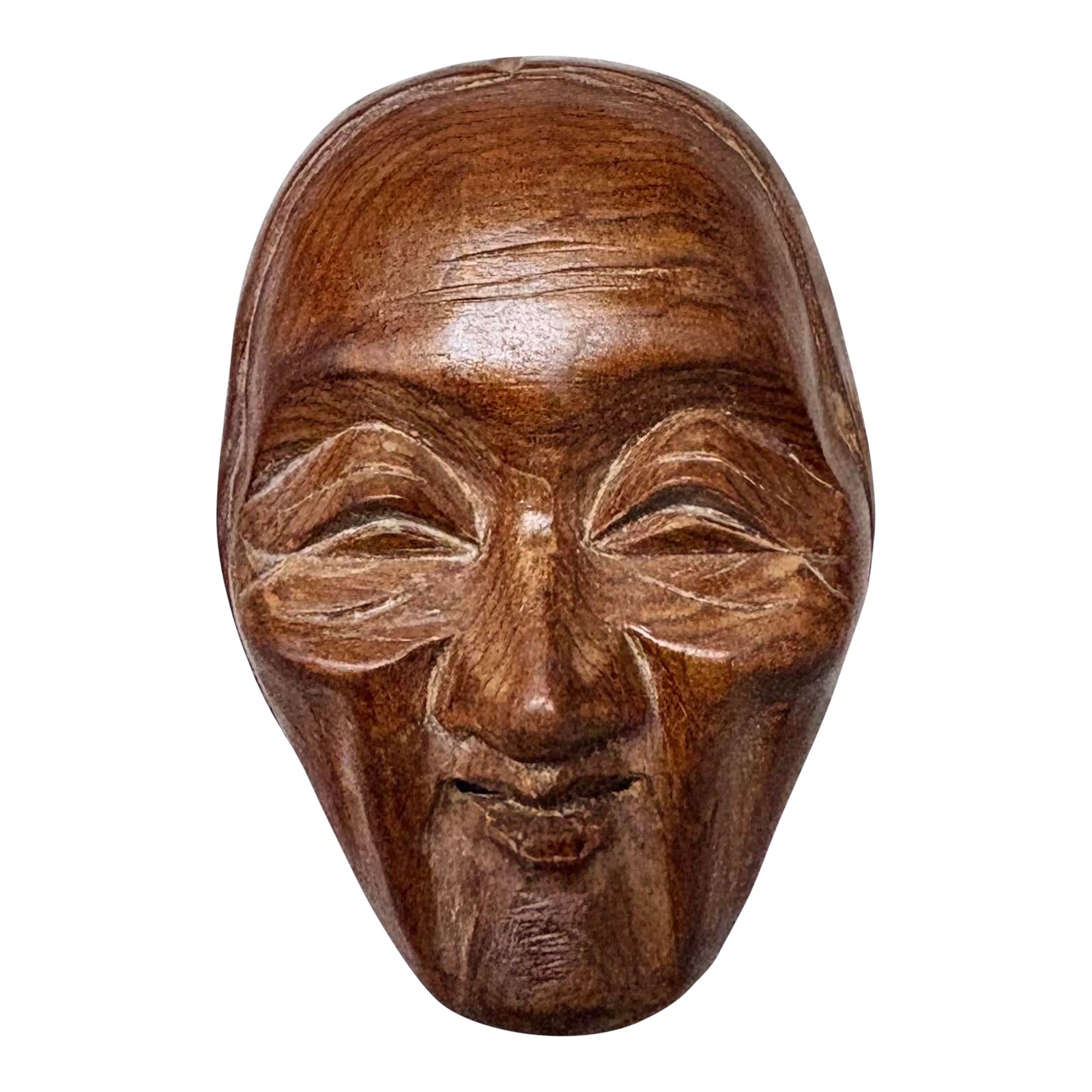 1970s Miniature Japanese Traditional Noh Mask Omen Kabuki, Hand Carved ...