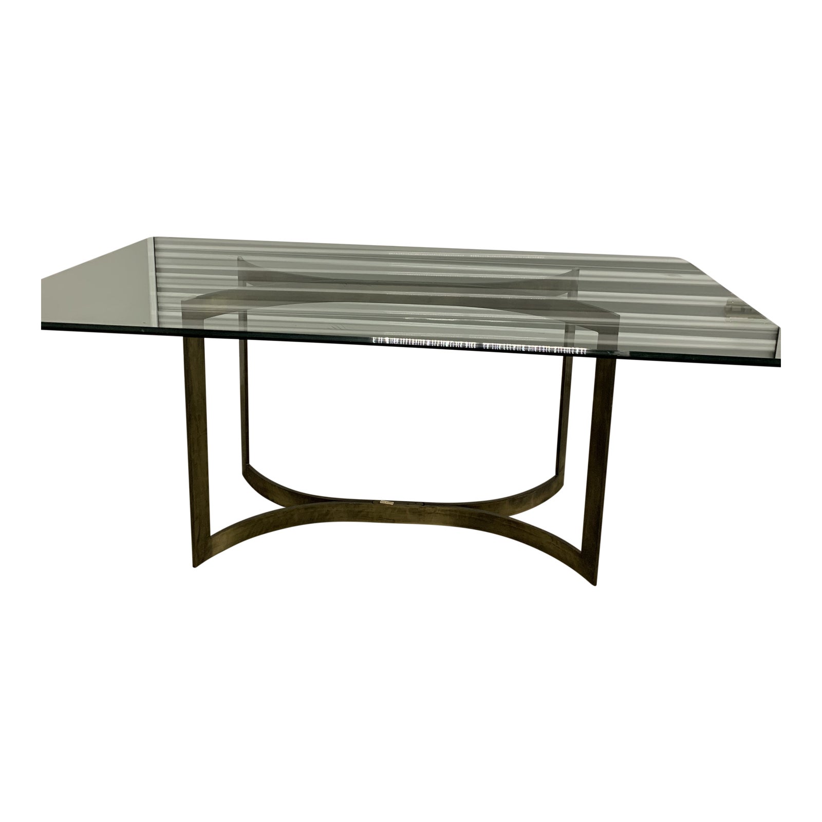 Mid-Century Modern Brass and Glass Dining Table | Chairish