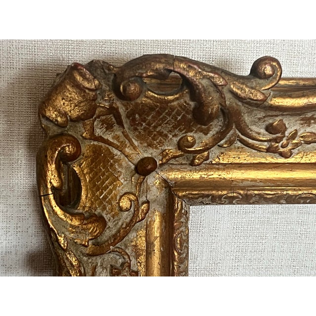 Early 20th Century Antique Painted Carved Wooden Picture Frame | Chairish