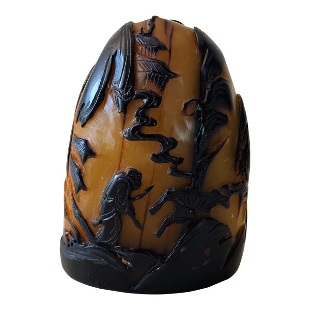 Antique Hand-Carved Chinese Objet Depicting Traditional Figure and ...