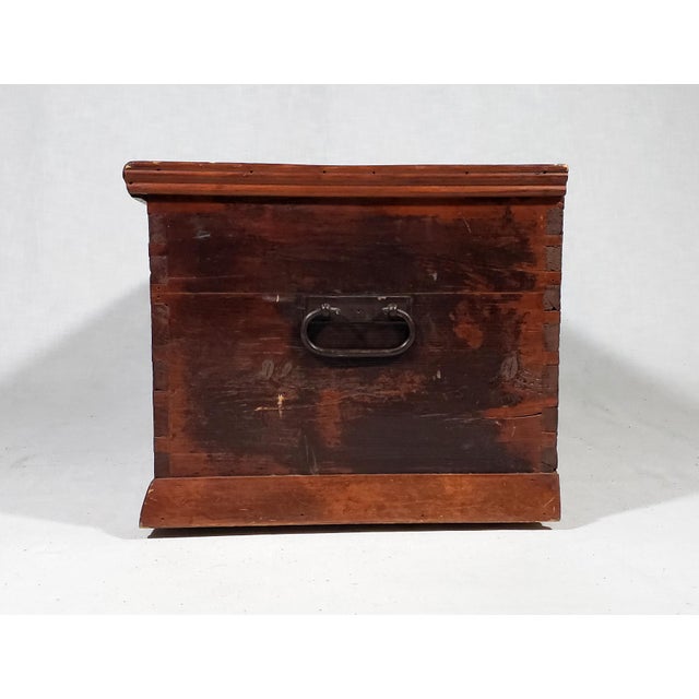 18th Century Antique Wood Chest With Wrought Iron Handles & Strap ...