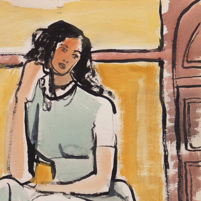 'Young Woman Seated' by Jerry Opper, Cincinnati Art Museum | Chairish