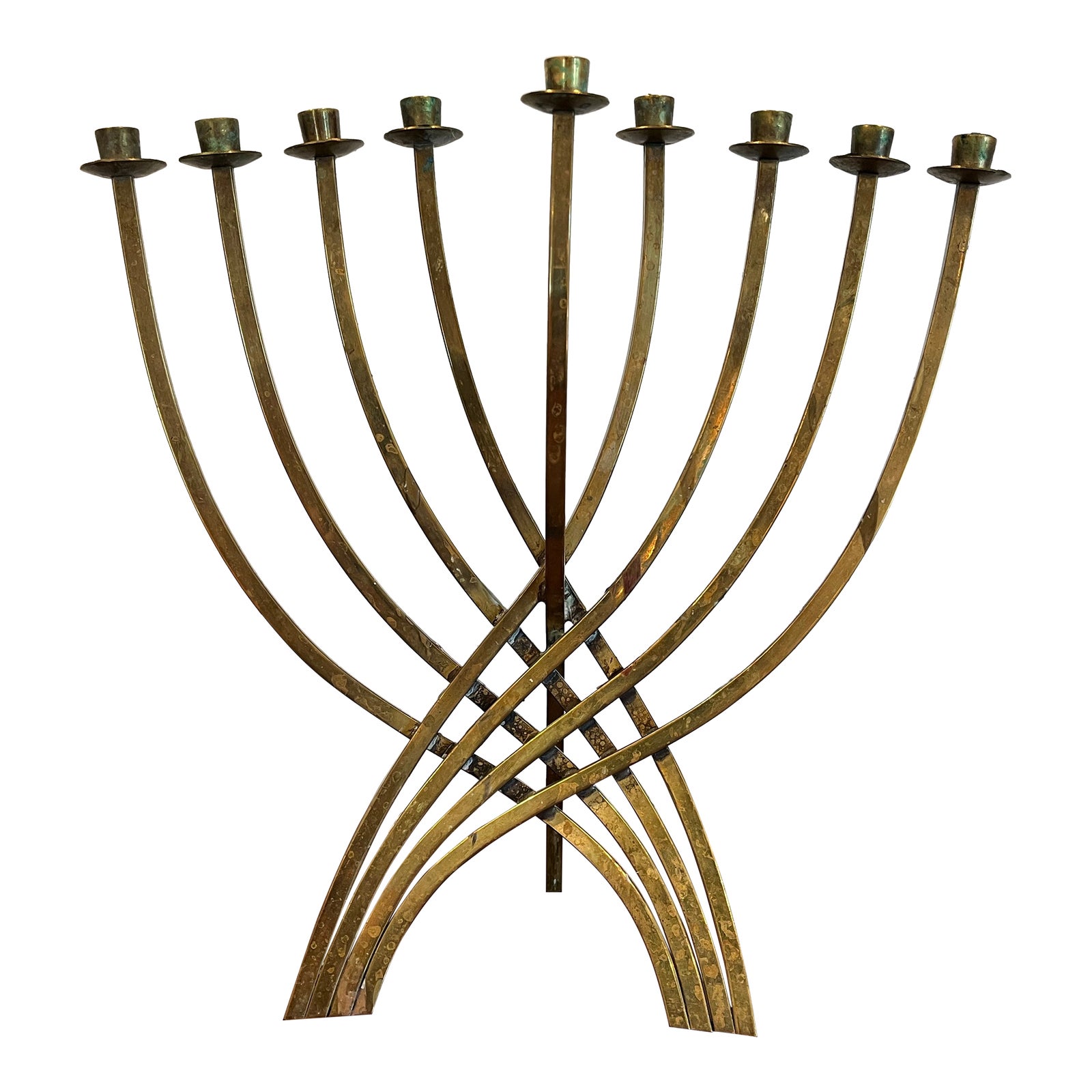 Mid Century Brass Menorah | Chairish