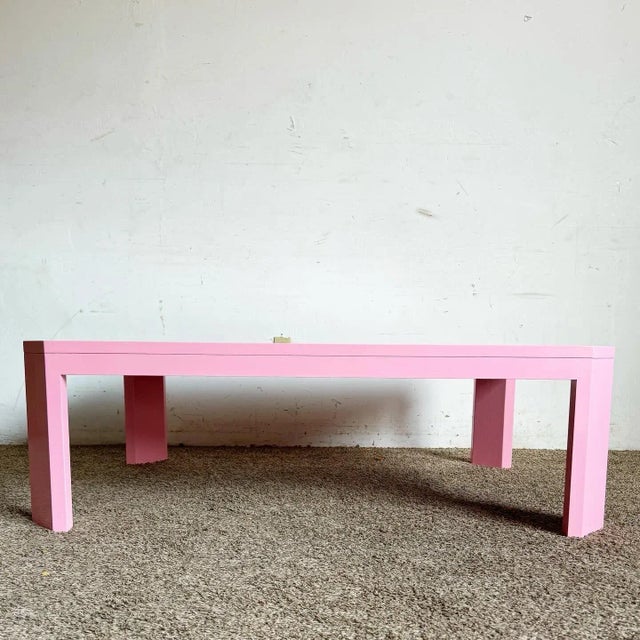 Postmodern Pink Lacquered Coffee Table | Chairish