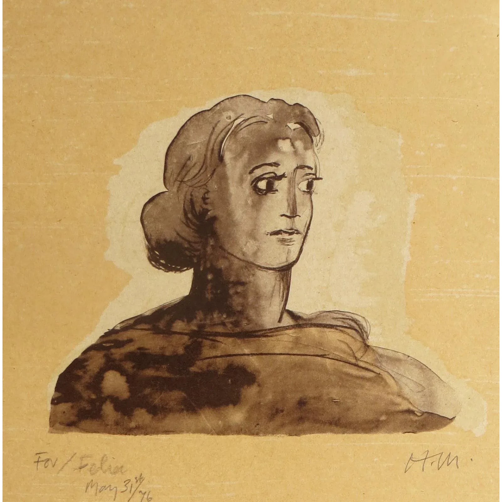 1976 Henry Moore Color Lithograph - Dame Creole - From La Poesie, Les ...