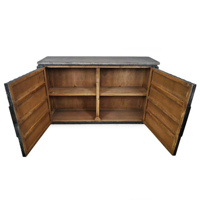 Stone & Rustic Wood Diamond Cabinet | Chairish