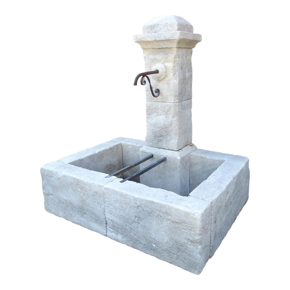 Single Pillar Rectangular Provencale Wall Fountain in Carved Limestone ...