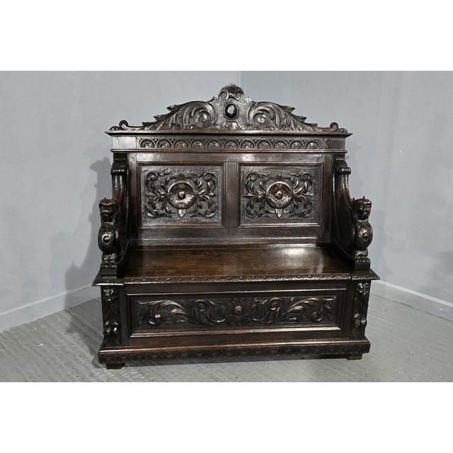 Antique Monks Hall Bench in Oak, 1880 | Chairish