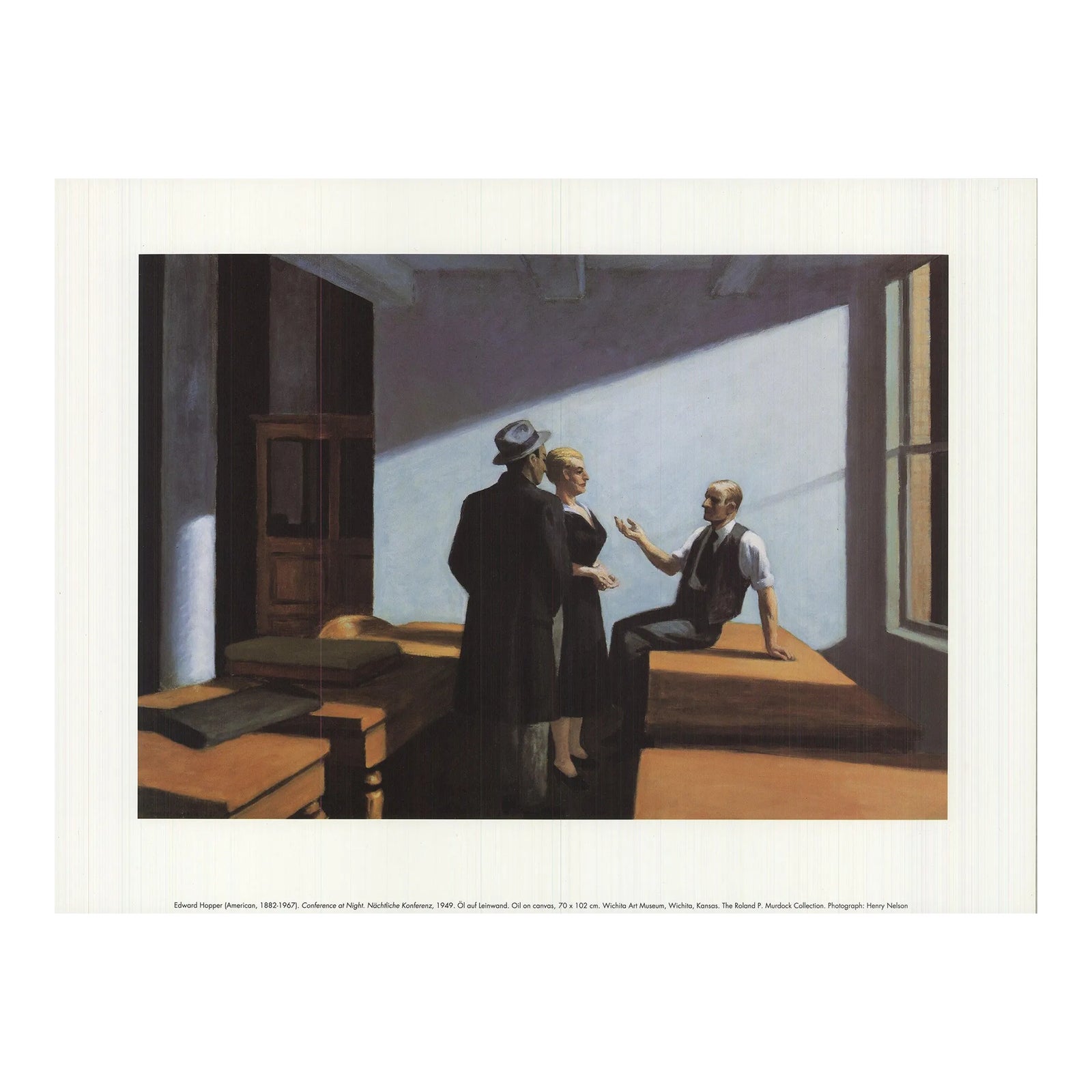 Edward Hopper Conference at Night, 1993 | Chairish