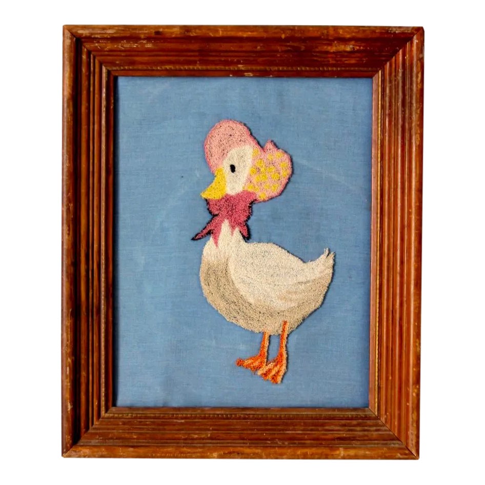 Vintage Mother Goose Embroidered Wall Art | Chairish