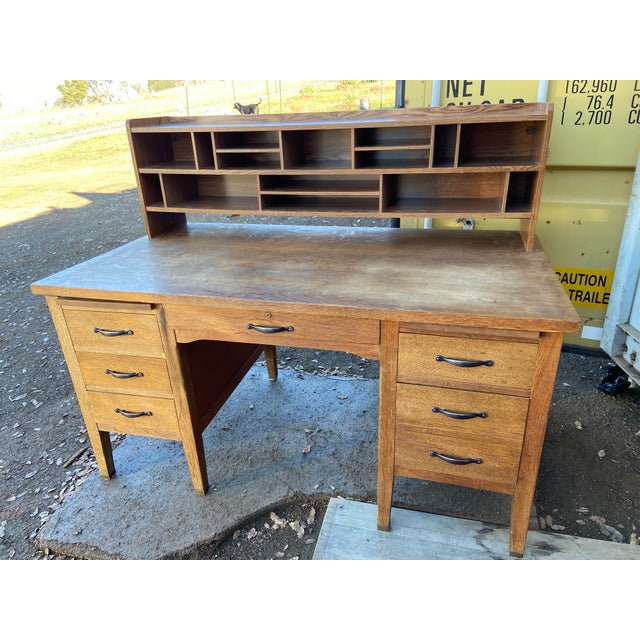 1920s Antique Oak Wooden Desk | Chairish