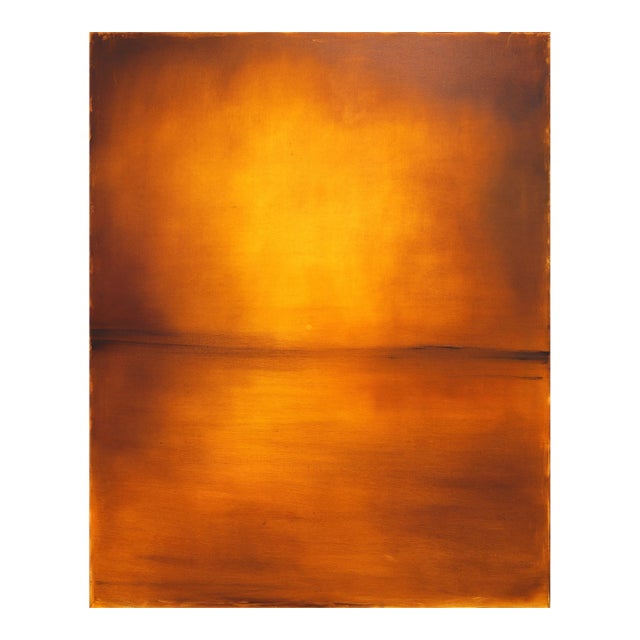 Meraki - Elegant Amber Abstract Landscape Oil Painting Original Artwork ...