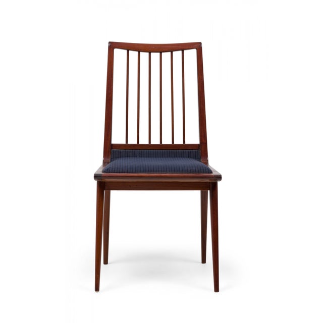 Mid-Century Textured Blue Stripe Upholstered Side Chairs - a Pair ...