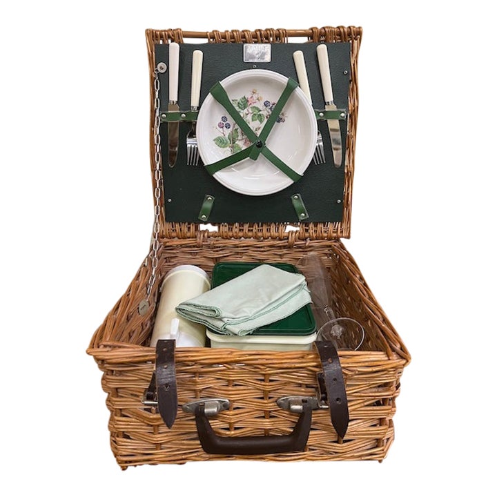 Vintage Antler Brand Handmade English Picnic Basket c.1960 | Chairish