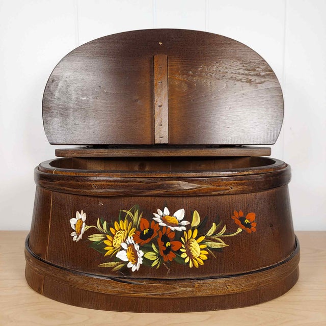 Late 20th Century Vintage Wooden Hand Painted Barrel Box | Chairish