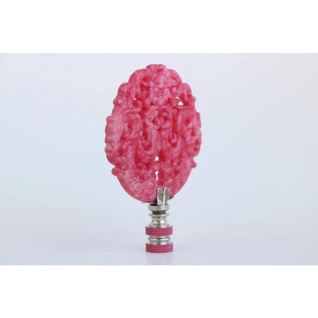 Chinese Carved Stone Lamp Finial on Chrome Hardware | Chairish