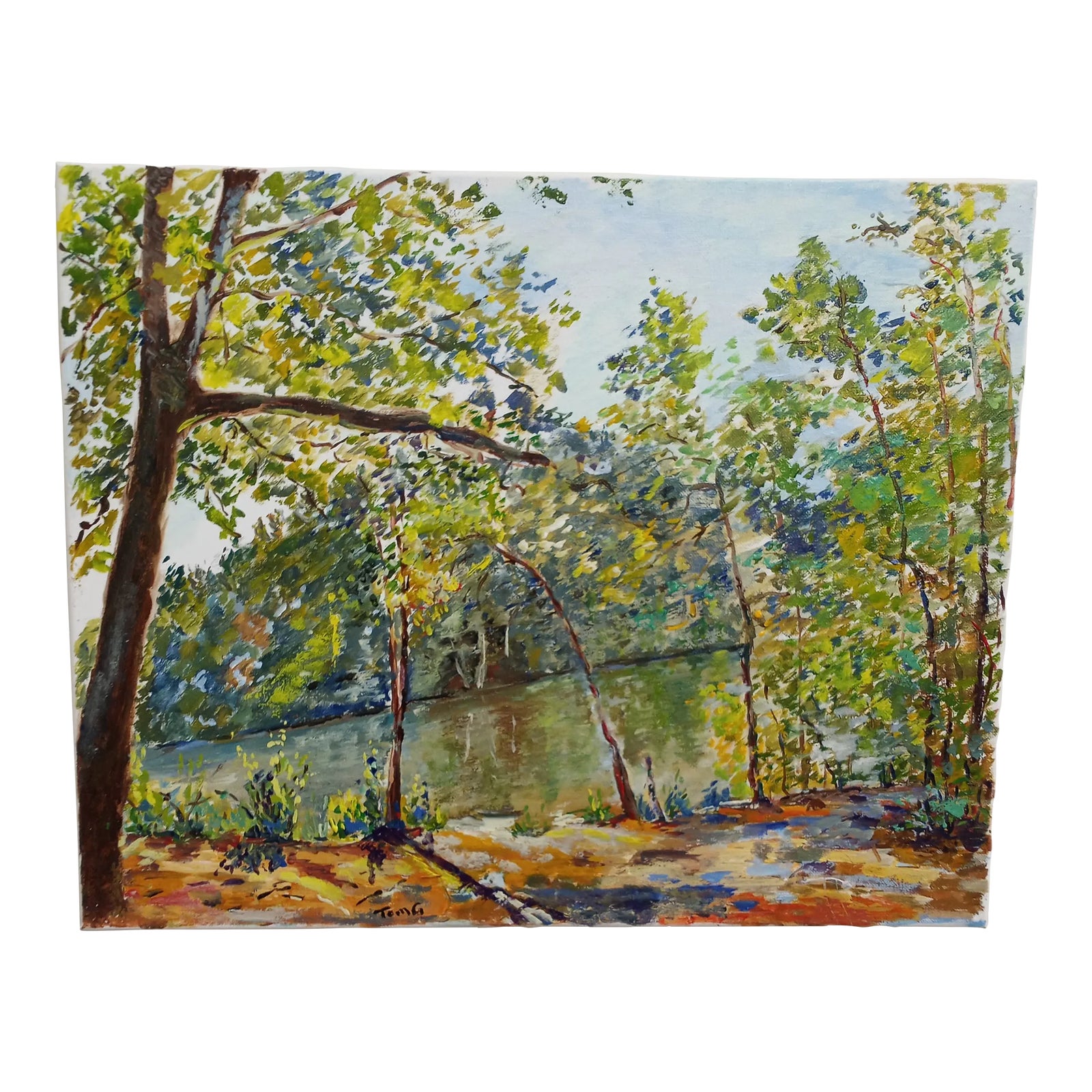 Middlebury Connecticut Lake Elise View Original Oil Landscape Painting ...
