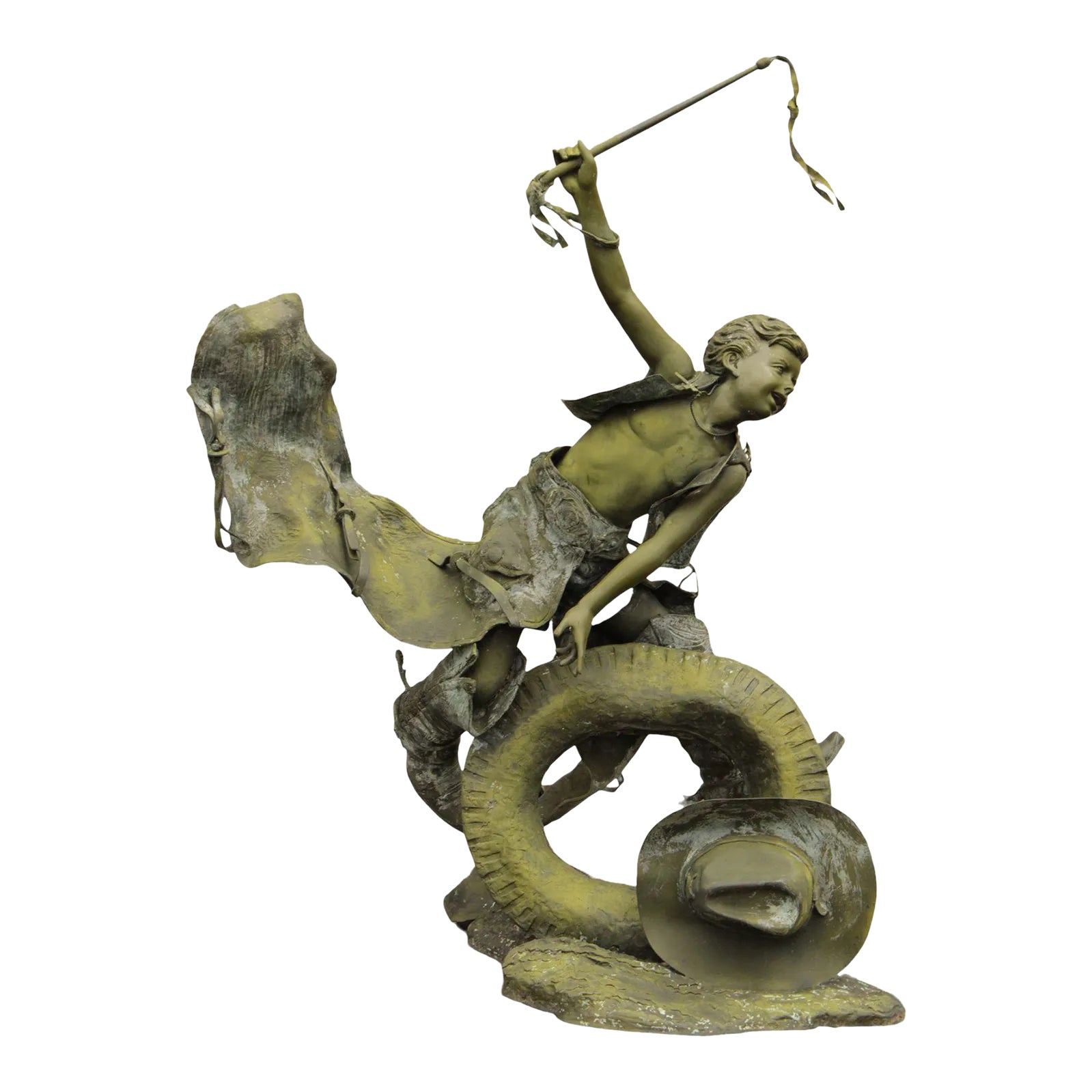 Late 20th Century Jim Davidson Cowboy Bronze Life-Size Outdoor Statue ...