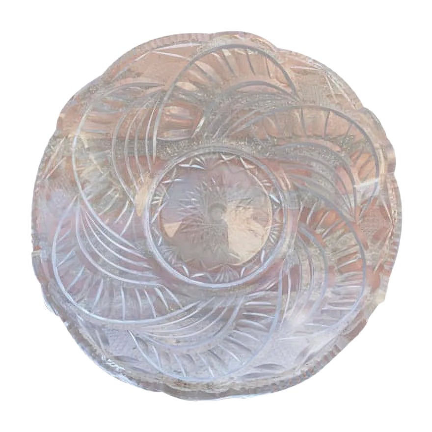 Circular Engraved Glass Plate, 1960s | Chairish