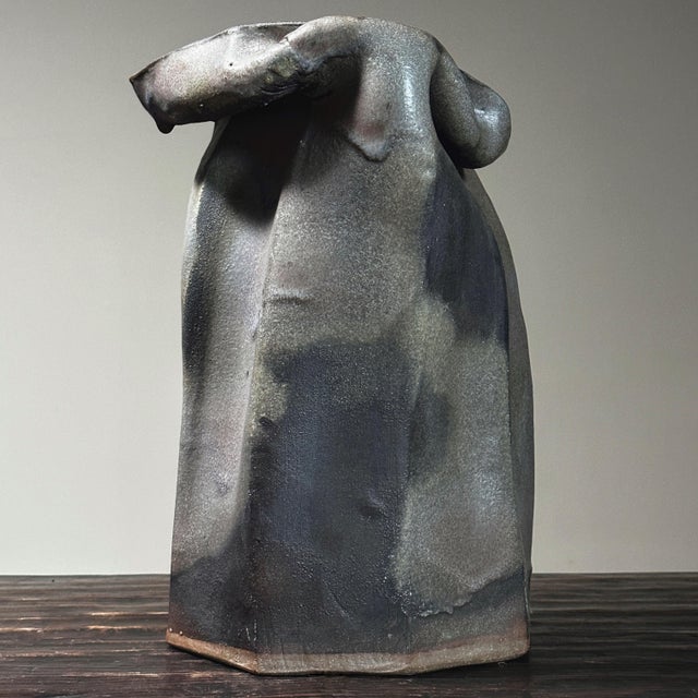 Vintage George Ohr Style Abstract Expressionist Raku Drip Glazed Vase ...