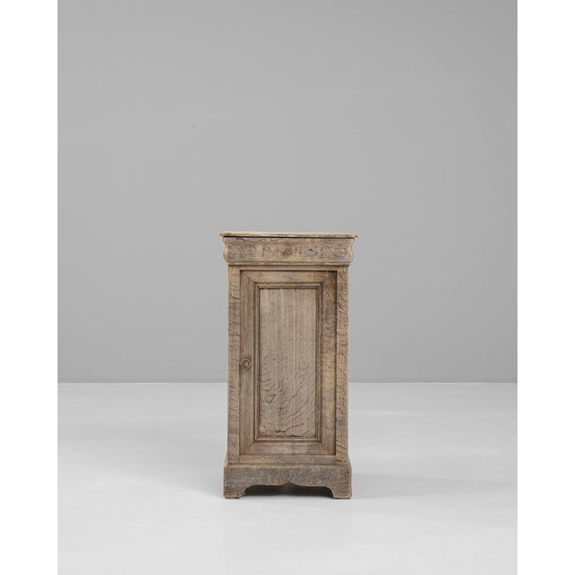 19th Century French Bleached Oak Bedside Table | Chairish