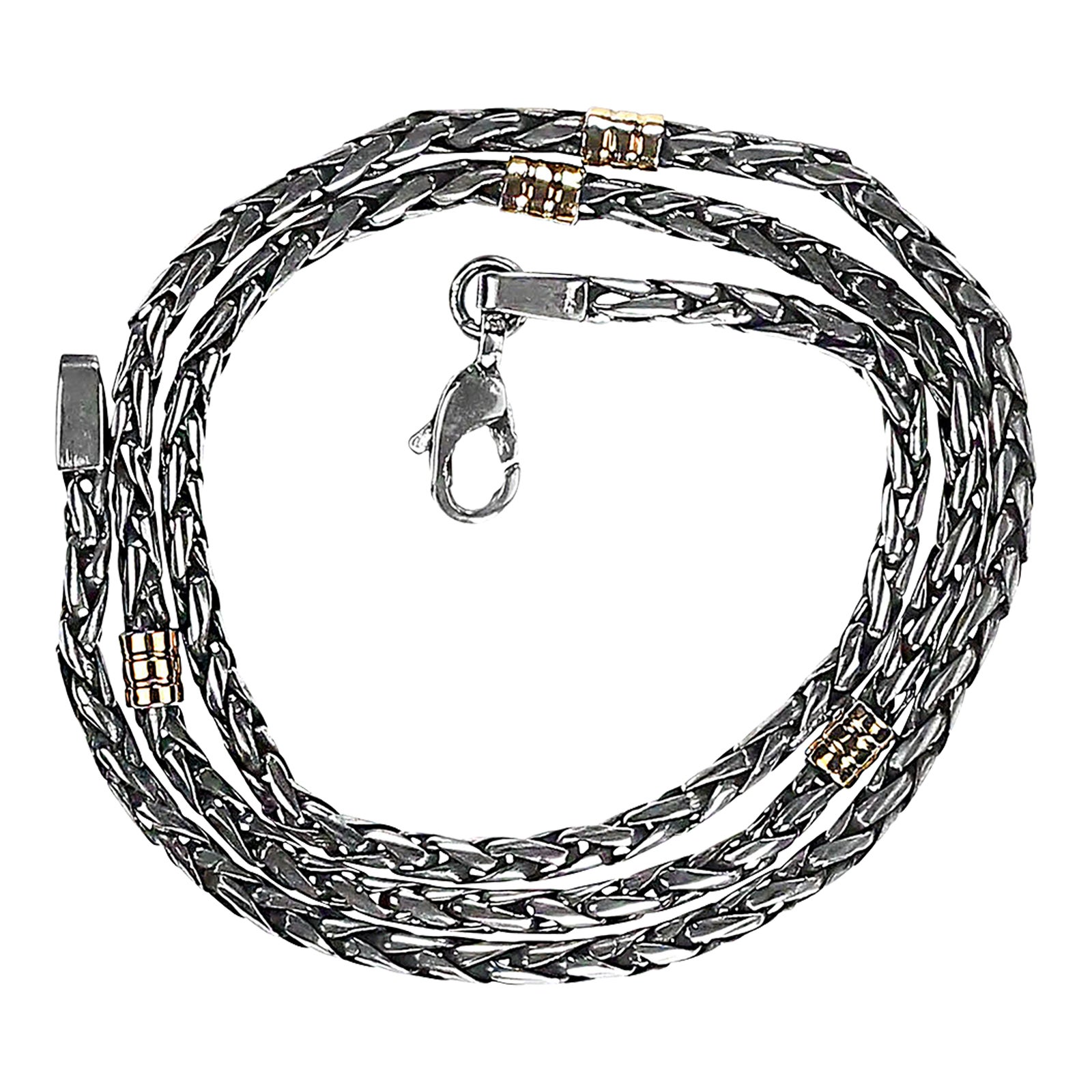 Ajd Vintage Sterling Silver 17 Inch Necklace With Gold Accents | Chairish