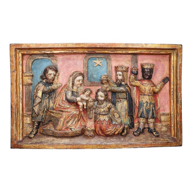 18th Century Baroque Nativity Scene, Crèche Wooden Retable, Portuguese ...