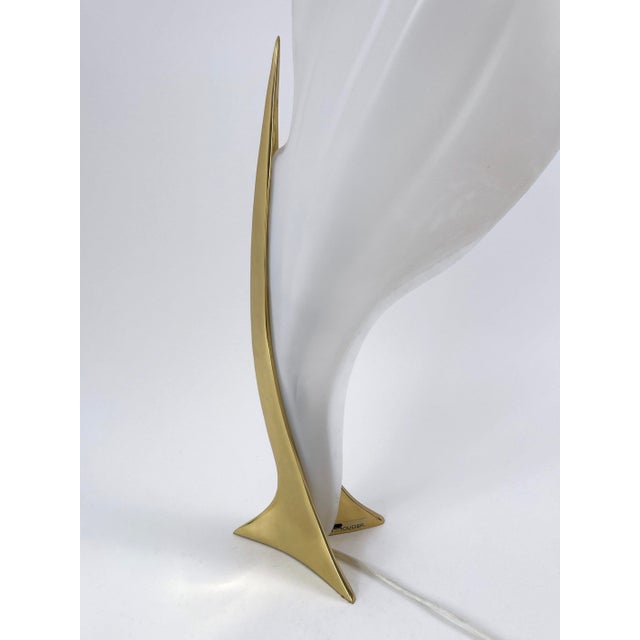 Modernist Acrylic and Brass Table Lamp by Maison Rougier, 1970s | Chairish
