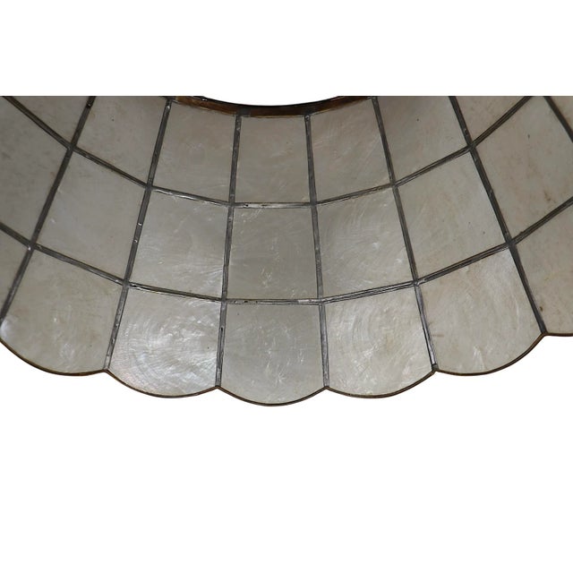 Vintage Leaded Capiz Shell Lamp Shade With Scalloped Edge and Brass ...
