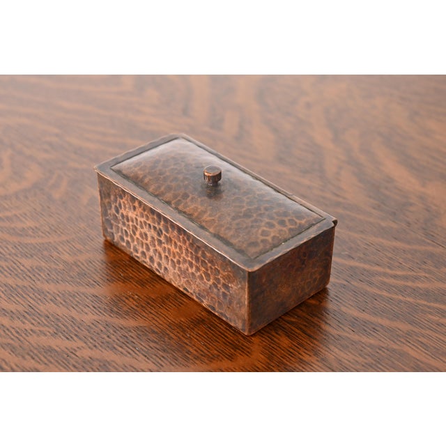 Signed Gustav Stickley Arts & Crafts Hammered Copper Box | Chairish