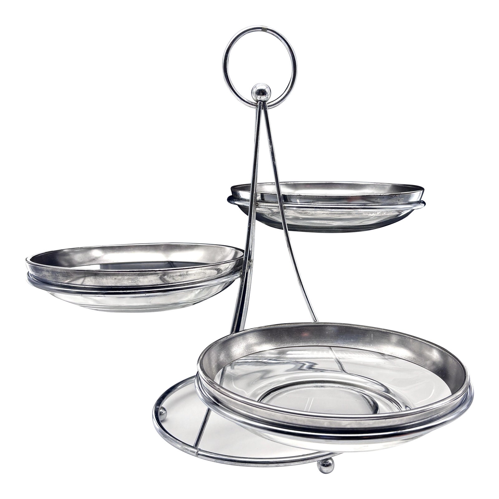 1950s Mid Century Modern Dorothy Thorpe 3-Tier Silver Band Server ...
