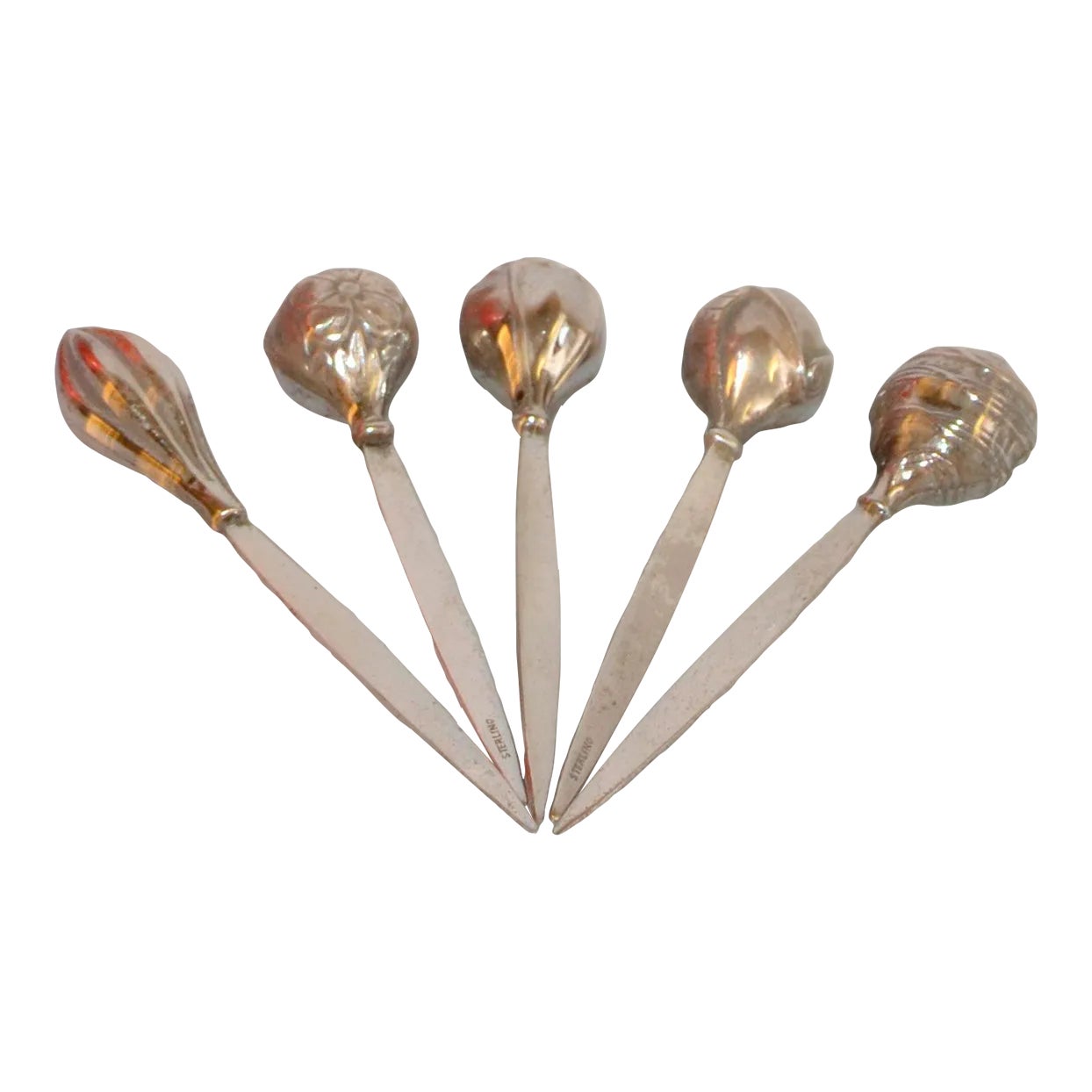 Set of 5 Sterling Silver Vintage Martini Cocktail Olive Picks Barware ...