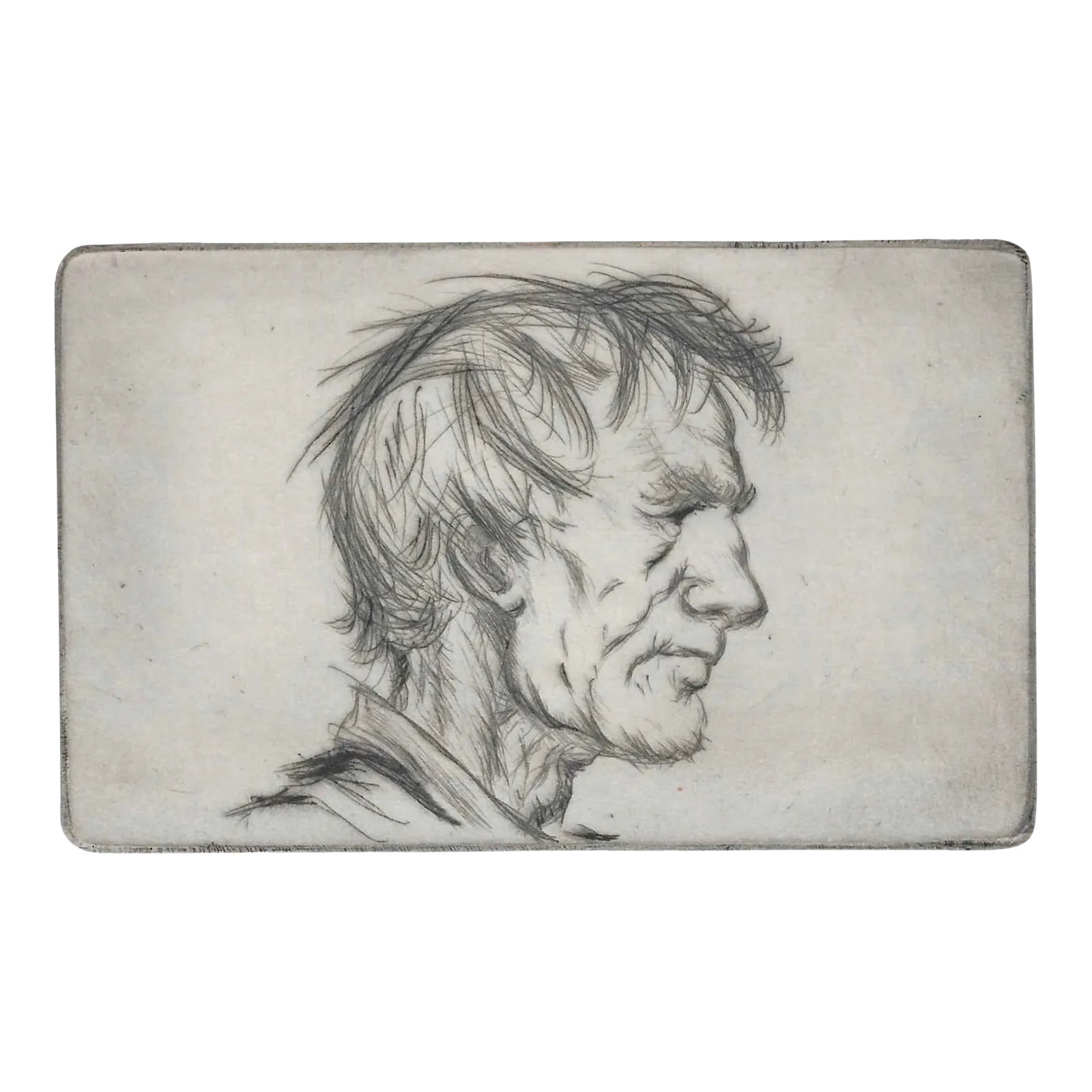 1930s Portrait Etching of a Man | Chairish