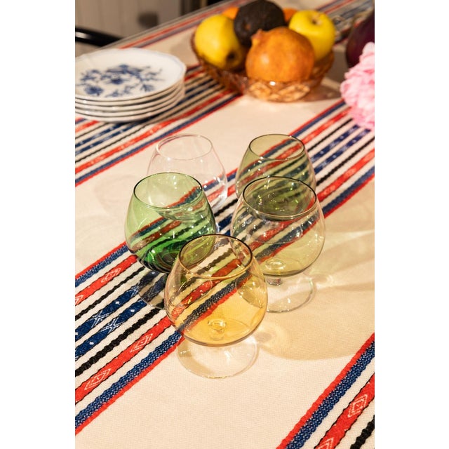 Vintage Set Of 5 Mismatched Colourful Stemmed Glasses Chairish