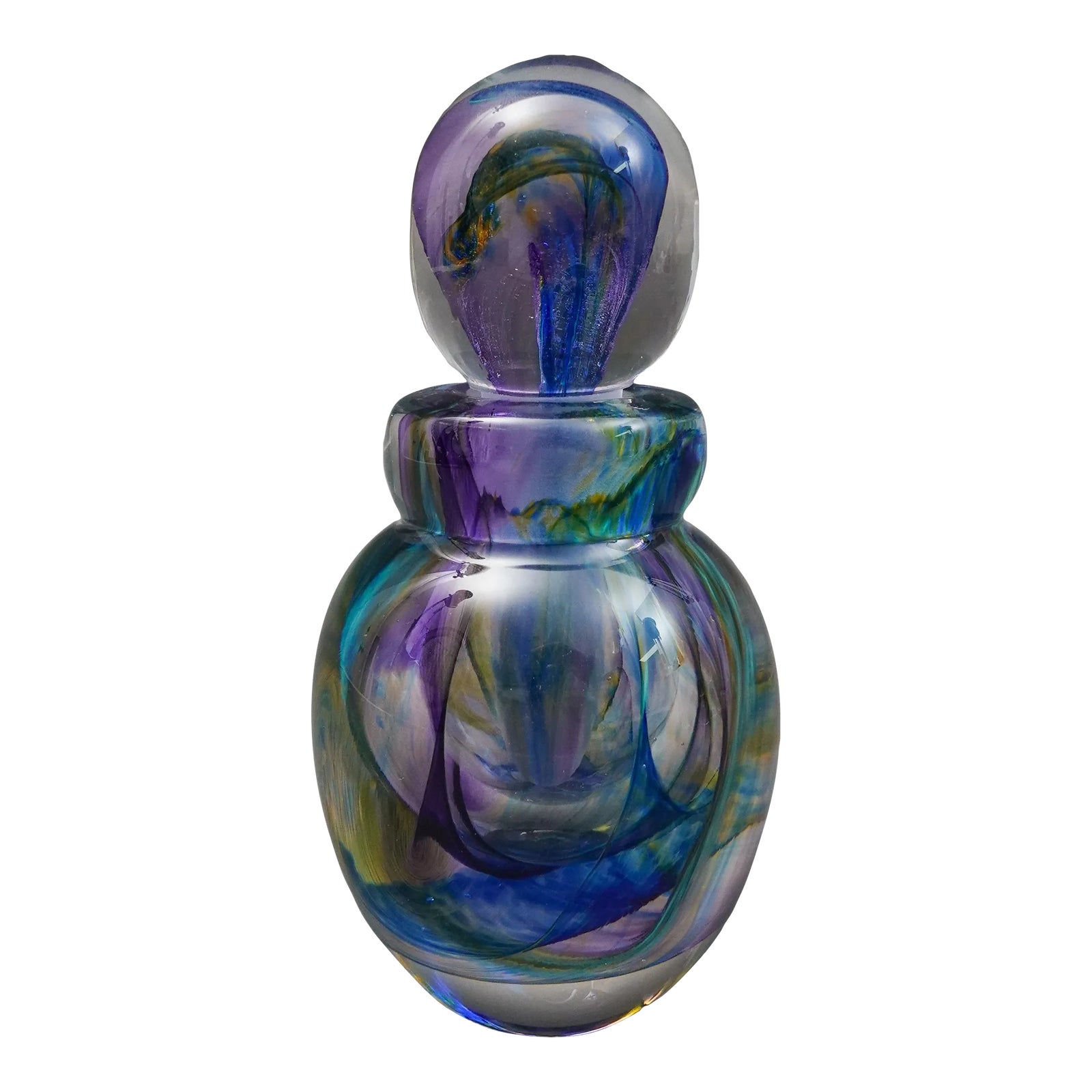 Vintage Andrew Shea Signed Hand Blown Art Glass Swirl Perfume Bottle ...