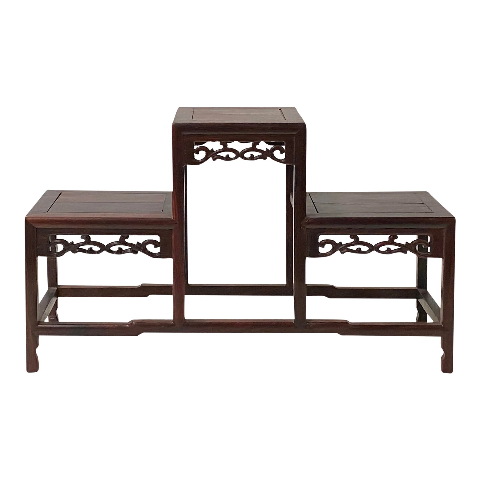 Brown Wood Step Shape Table Top Curio Display Easel Stand | Chairish