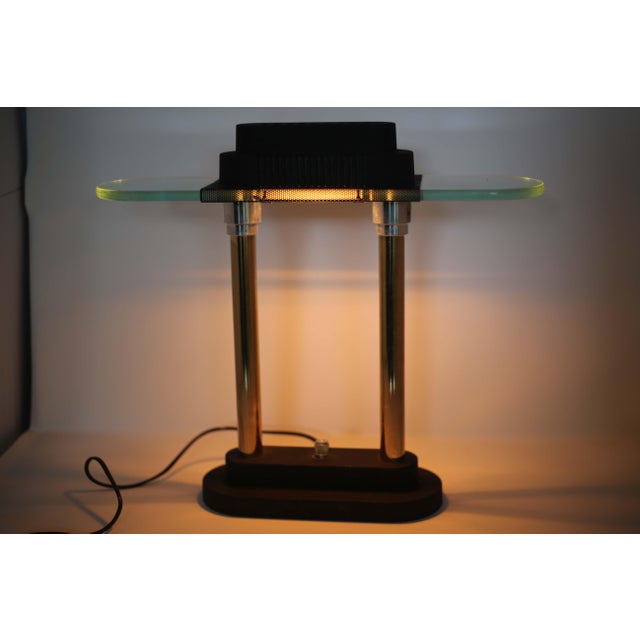 Vintage Postmodern Black and Gold Metal Banker's Lamp | Chairish