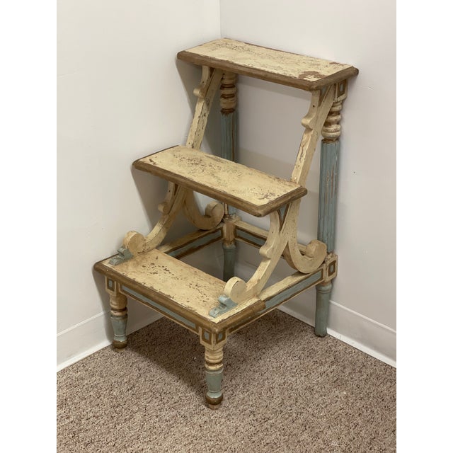 Vintage Decorative Library Steps, Tiered Table | Chairish