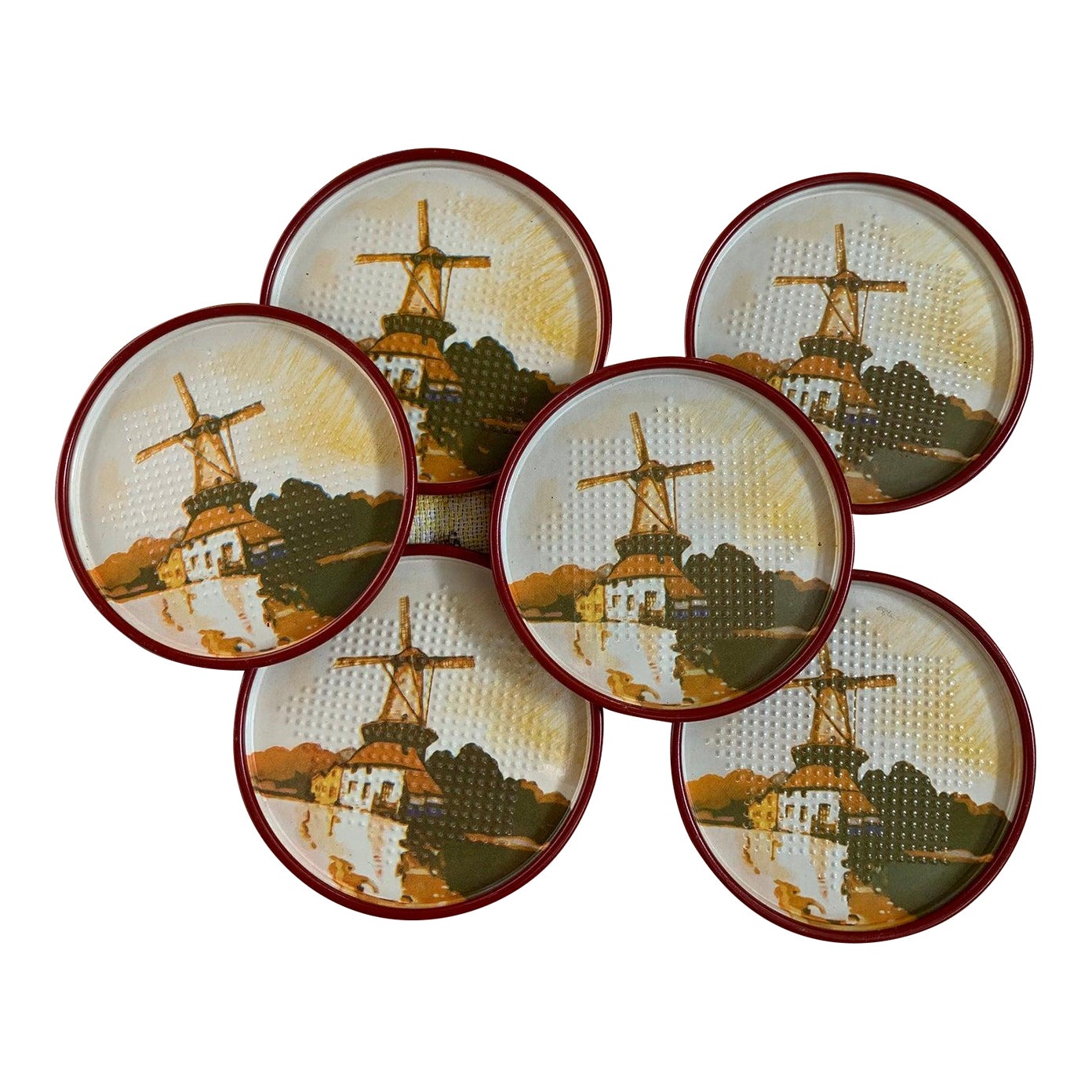 1960s Windmill Coasters- Set of 6 | Chairish