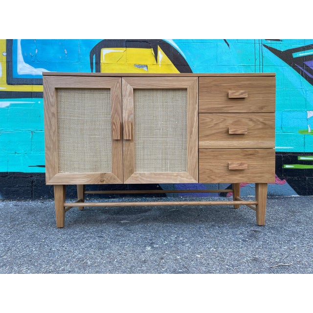 Mid Century White Oak Single Sink Vanity, 50" | Chairish