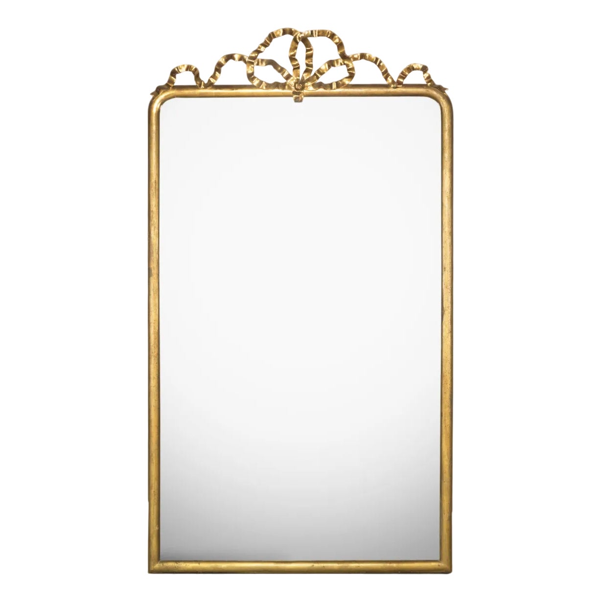 Large Antique Mirror with Bow Crest | Chairish
