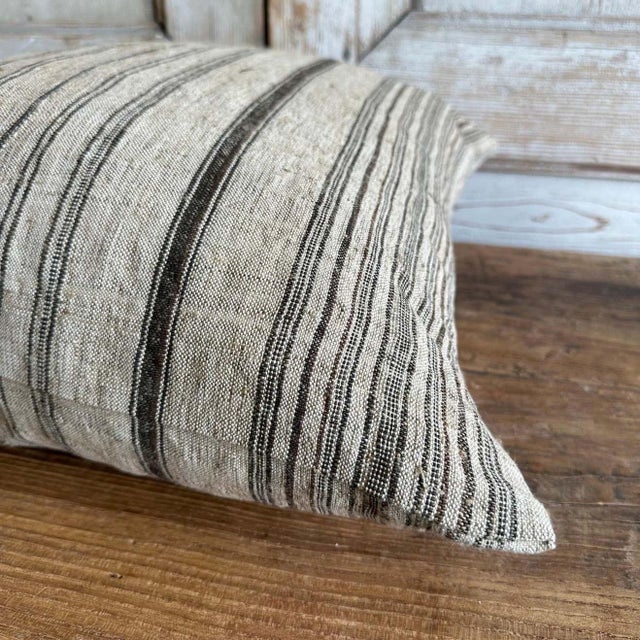 Custom Made Linen Stripe Pillows in Oatmeal With Chocolate Stripes ...
