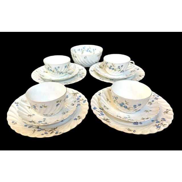 Antique 1880's Marx & Gutherz Blue Floral 13 Piece China Set | Chairish