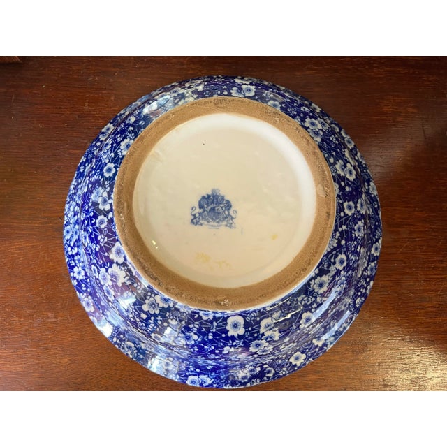 1930s Blue & White Floral Calico Pitcher & Bowl Signed Victorian Ware ...
